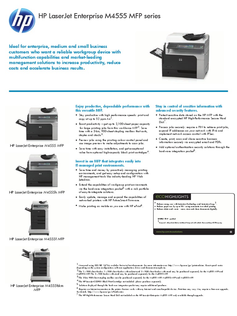 Hp m4555 Mfp | Microsoft Windows | Operating System