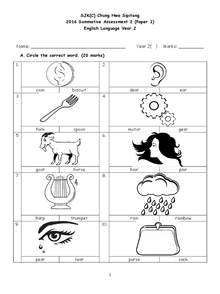 English Year 2 Paper 1 Exam | PDF