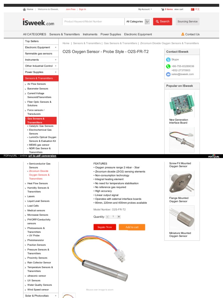 WWW Isweek Com Product O2s Oxygen Sensor Probe Style O2s FR t2 189 HTML ...