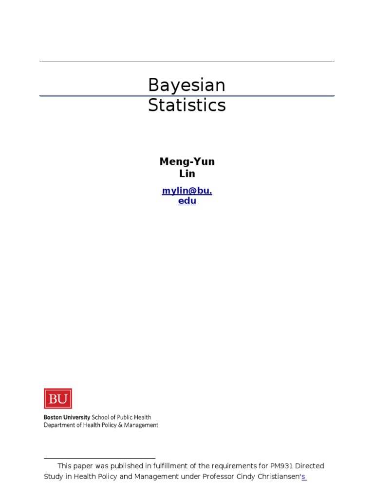 Bayesian-Statistics Final 20140416 3 | PDF | Bayesian Inference | Statistical Inference