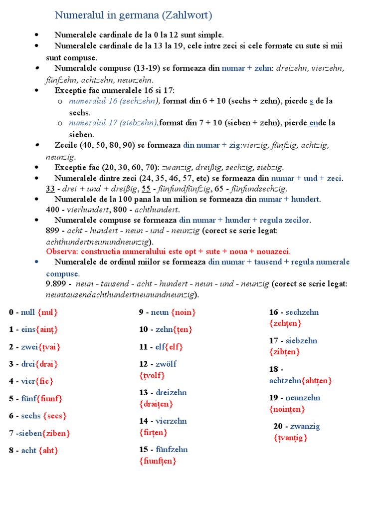 Numerele in Germana | PDF