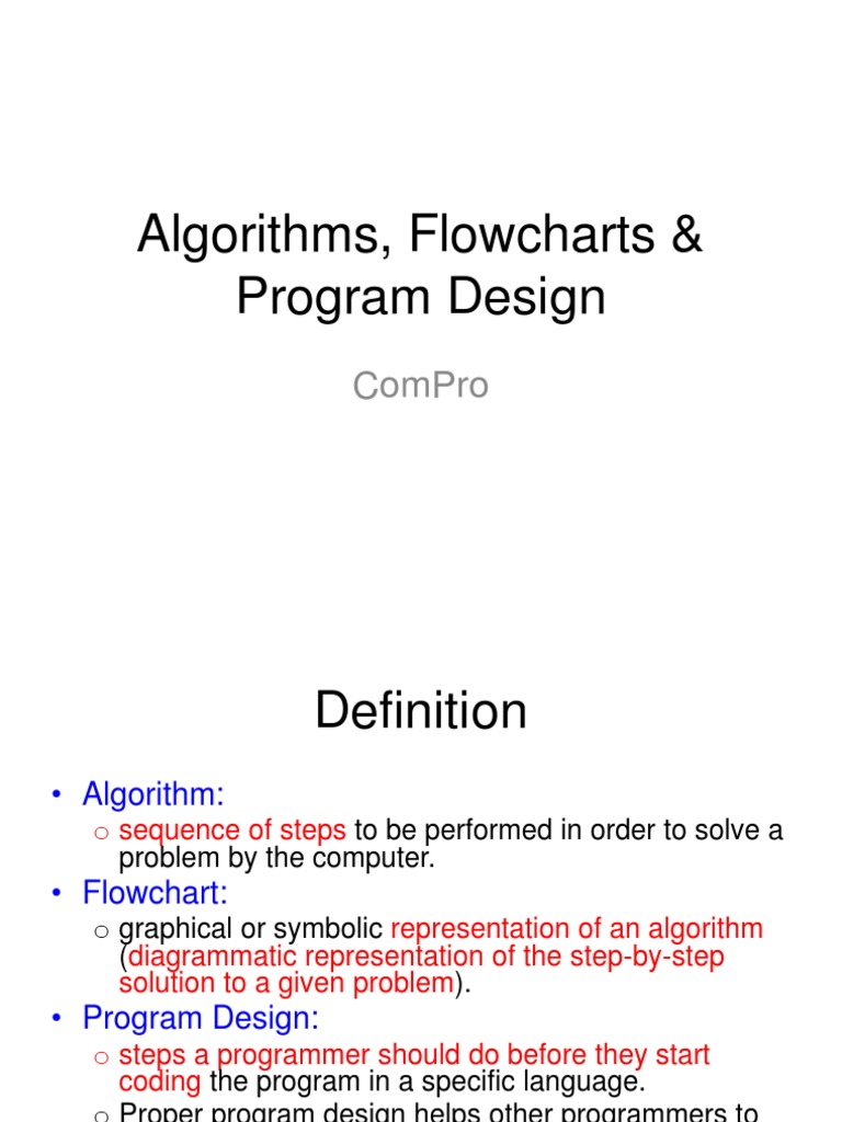 Algorithms, Flowcharts & Program Design: Compro | PDF | Class (Computer Programming) | Object ...