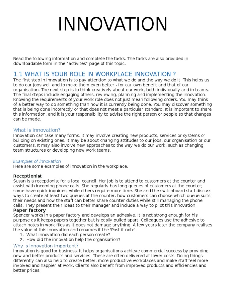 Innovation All | PDF | Brainstorming | Innovation