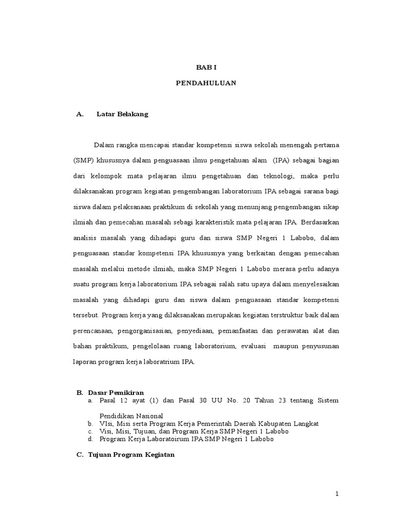 Lab Ipa SMP Negeri 1 Labobo | PDF