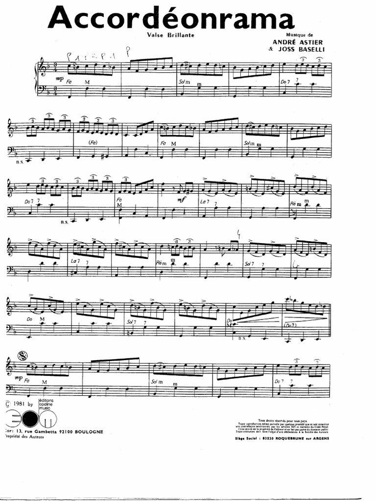 André Astier & Joss Baselli - Accordéonrama (Valse Brillante) | PDF