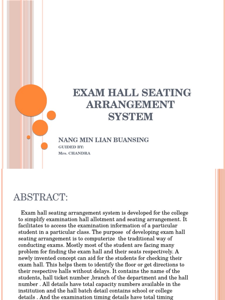 Exam Hall Seating Arrangement System: Nang Min Lian Buansing | PDF