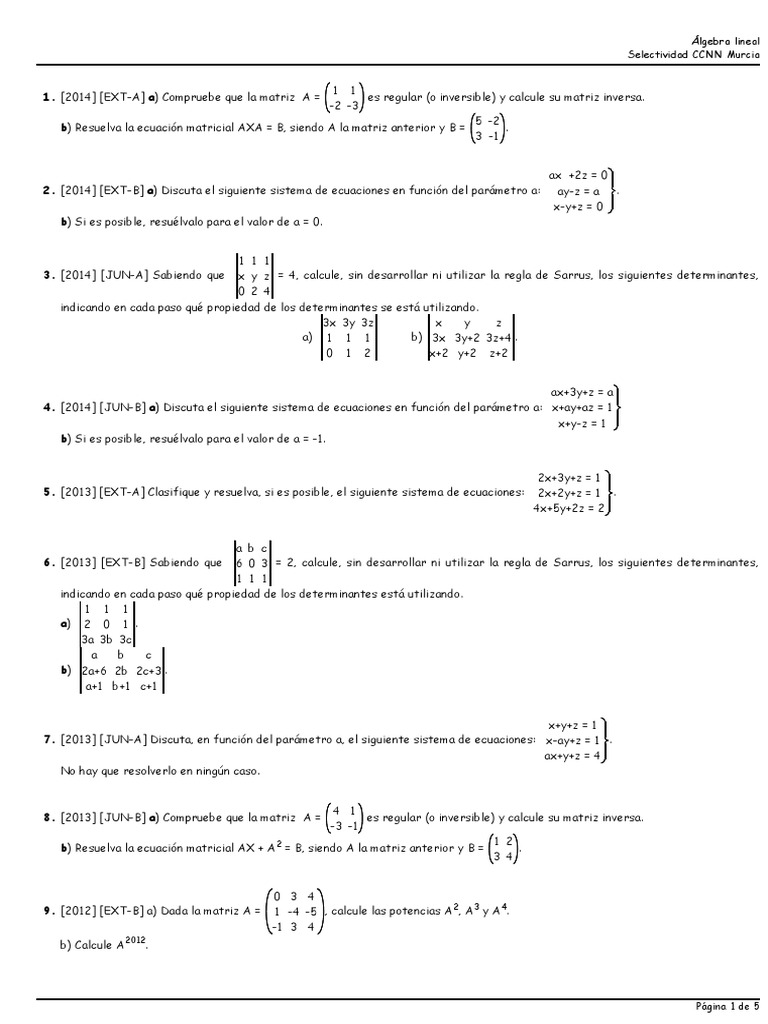 Mat Ii Mu | PDF | Determinante | Matriz (Matemáticas)