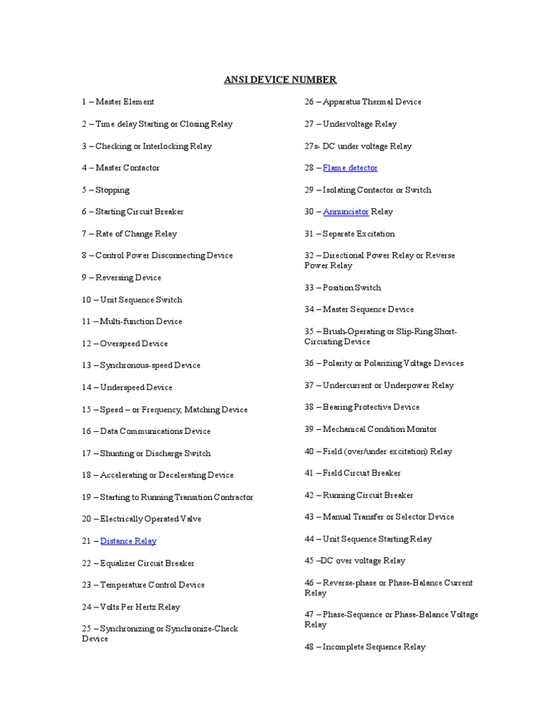 Flame Detector: Ansi Device Number | PDF | Relay | Switch