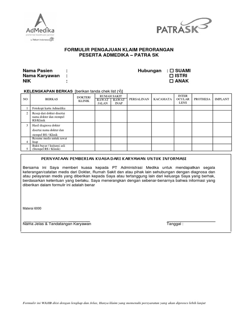 Form Admedika | PDF