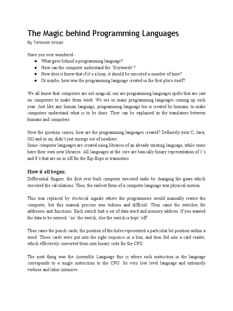 The Magic Behind Programming Languages | PDF | Parsing | C (Programming ...