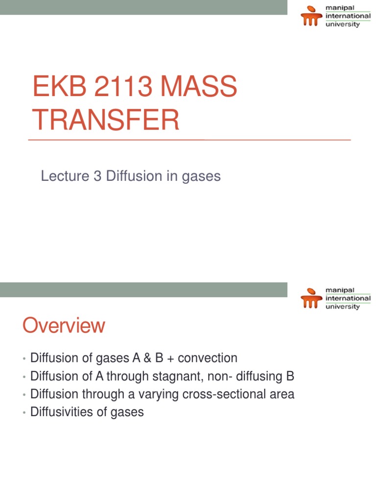 MT Lecture 3 - Diffusion in Gases | PDF | Diffusion | Branches Of ...