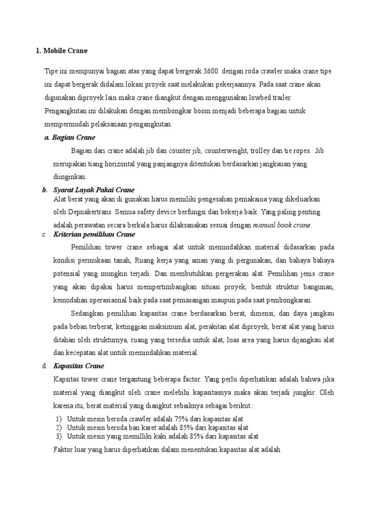 Pengantar Mengenai Jenis, Komponen, Kapasitas, dan Operasi Crane Mobile ...
