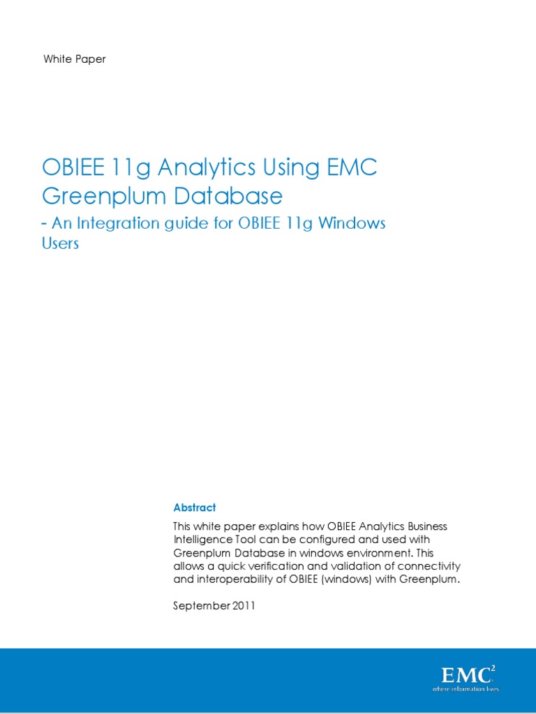 Obiee 11g Analytics Emc Greenplum Database Wp Pdf Pdf 6055