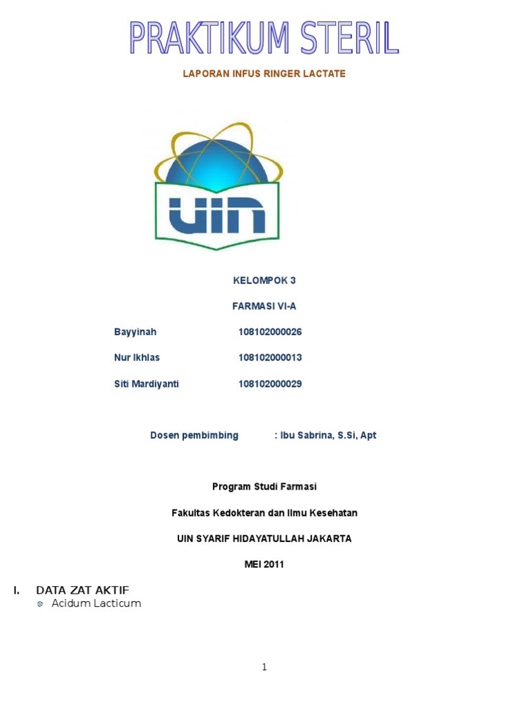 Laporan Infus Ringer Lactate | PDF