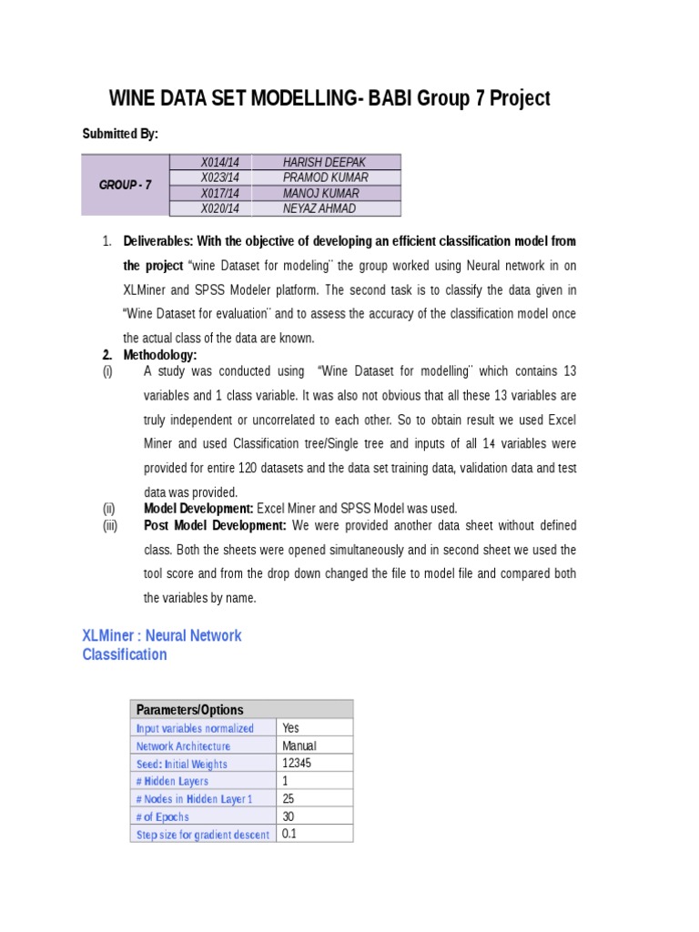 Wine Data Set Modelling-Babi Group 7 Project | PDF | Computational ...