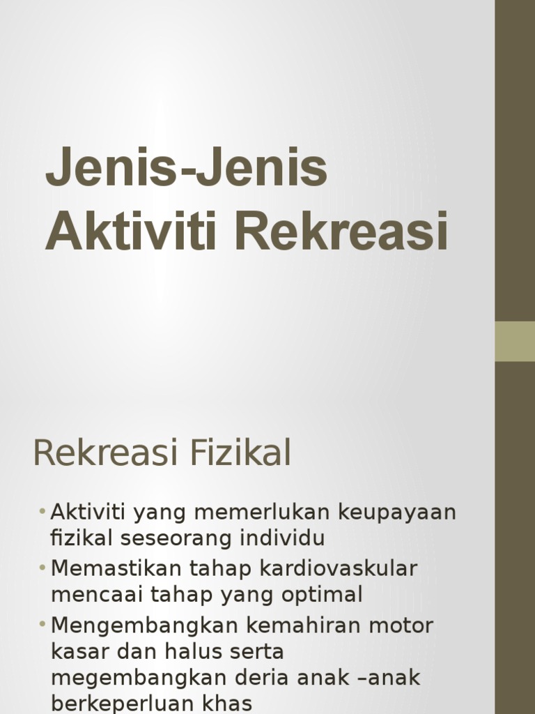 Jenis-Jenis Aktiviti Rekreasi | PDF