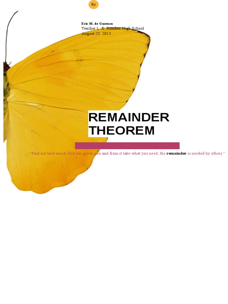 Remainder Theorem Updated | PDF | Teaching Mathematics | Cognition