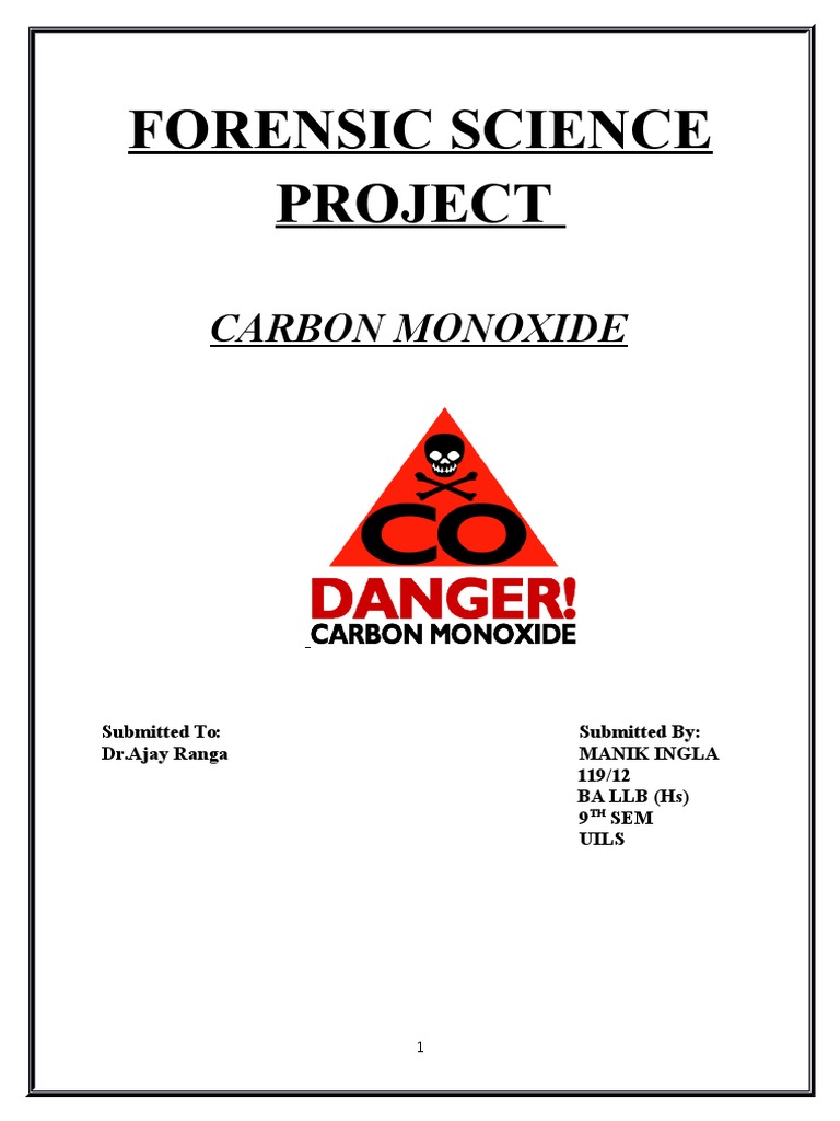 Forensic Science Project: Carbon Monoxide | PDF | Carbon Monoxide ...