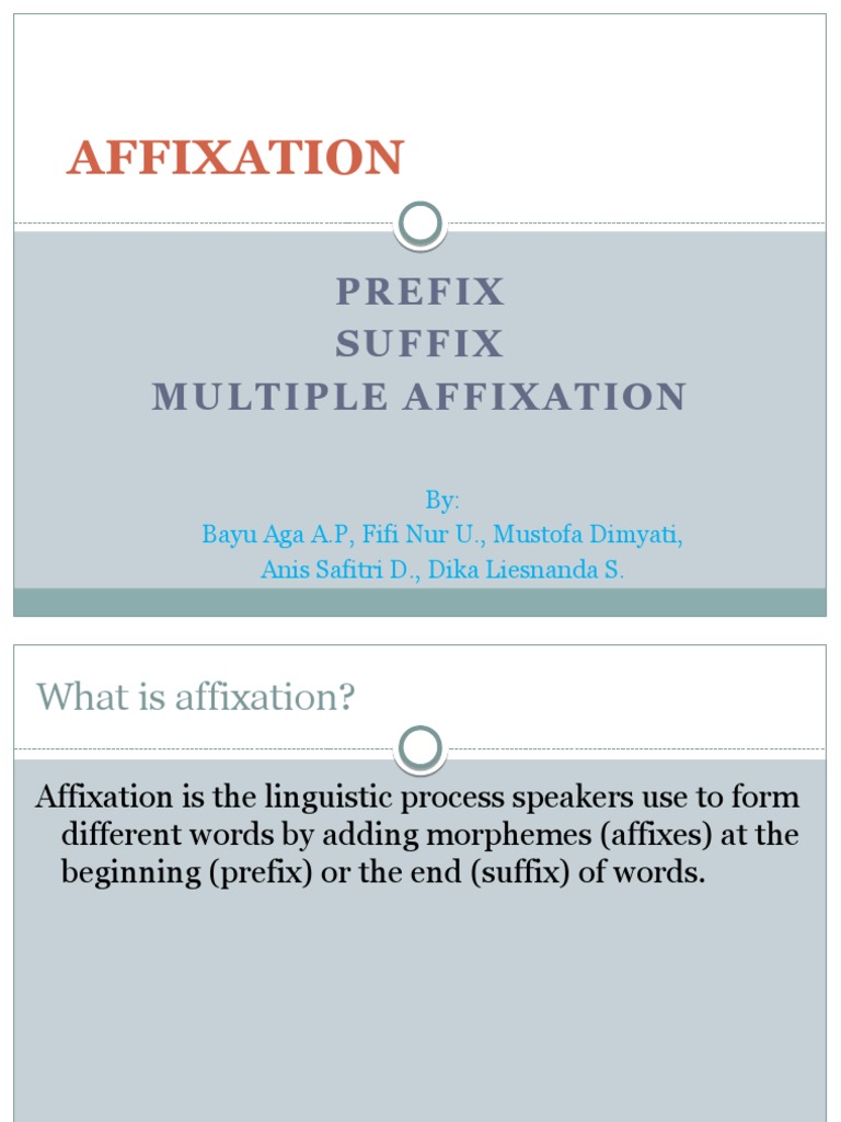 Affixation Group | Lexicology | Linguistic Typology