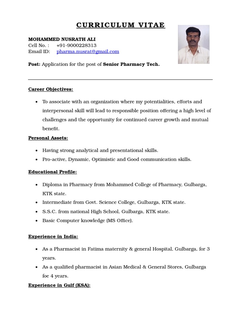 Senior Pharmacy Technician Application | PDF | Career & Growth | Wellness