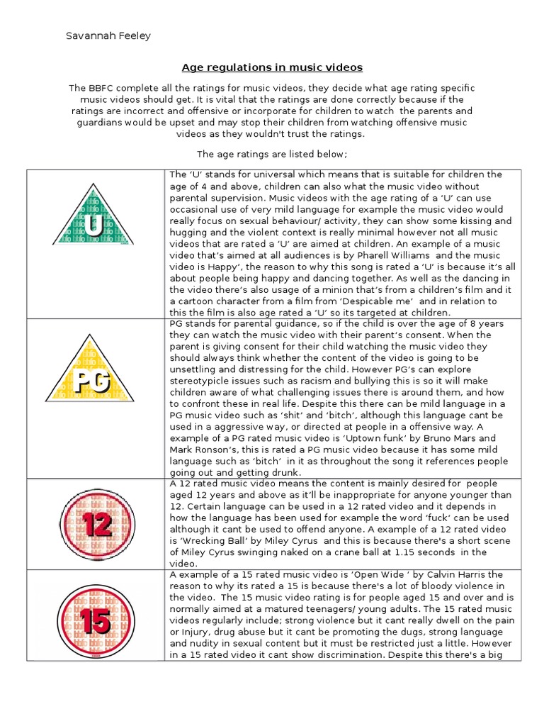 Music Video Age Rating Guidelines | PDF | Violence
