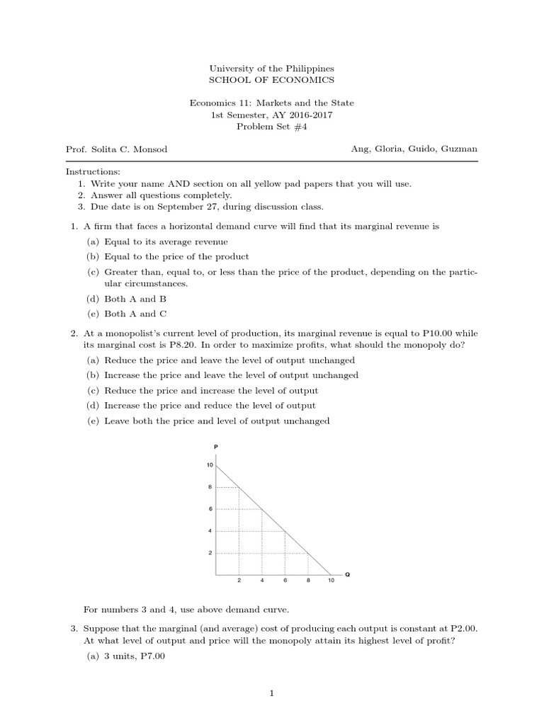 Econ 11 Problem Set 4 | PDF | Perfect Competition | Business Economics