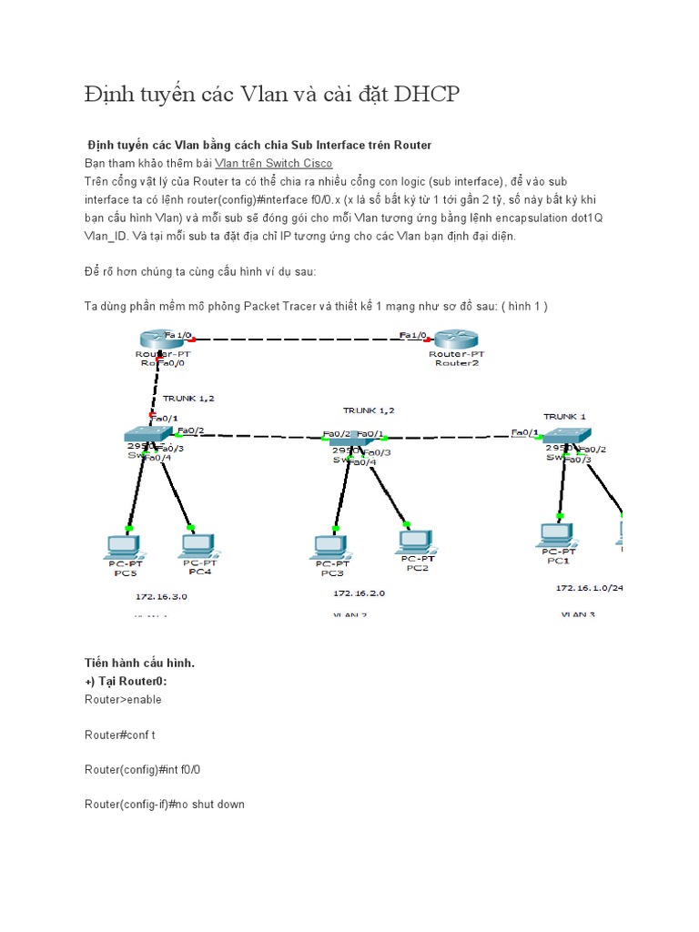 Định Tuyến Các Vlan Và Cài Đặt DHCP | PDF