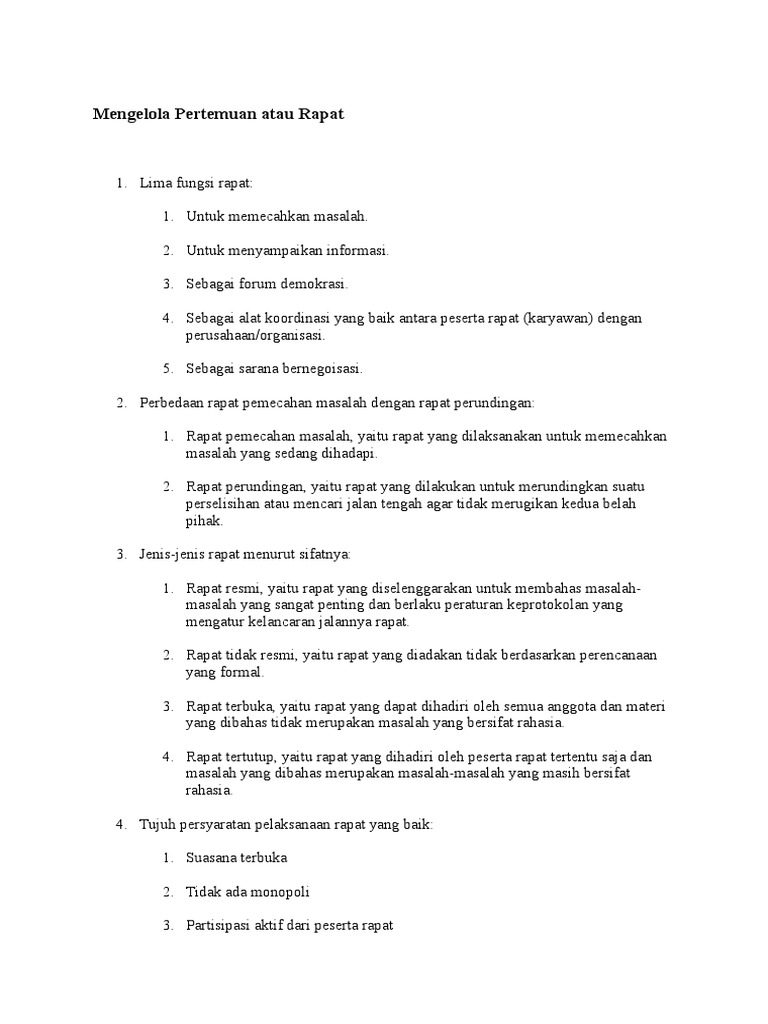 Contoh Agenda Rapat Atau Meeting | PDF