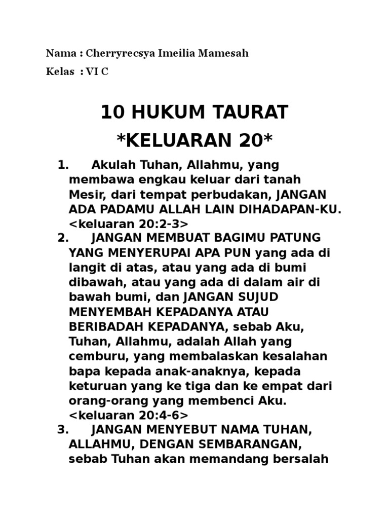 10 Hukum Taurat dalam Alkitab | PDF | Agama & Spiritualitas