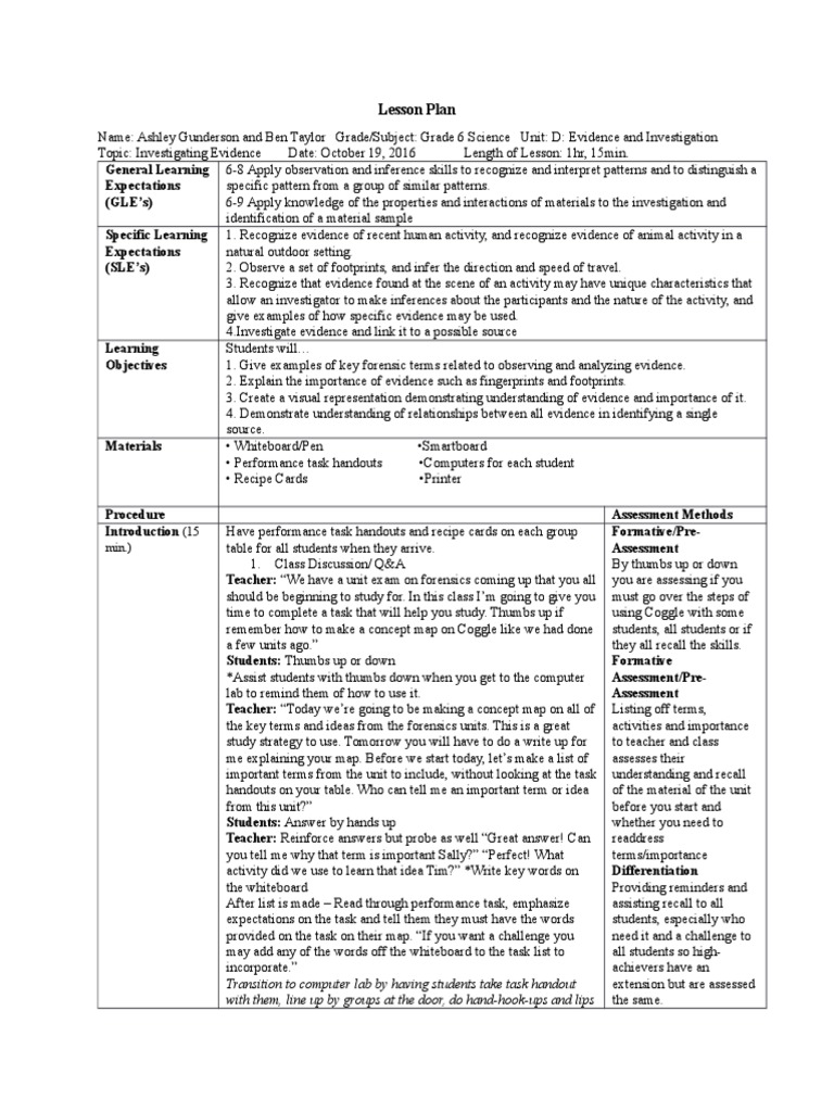 lesson plan - forensics concept map performance | Concept | Forensic ...