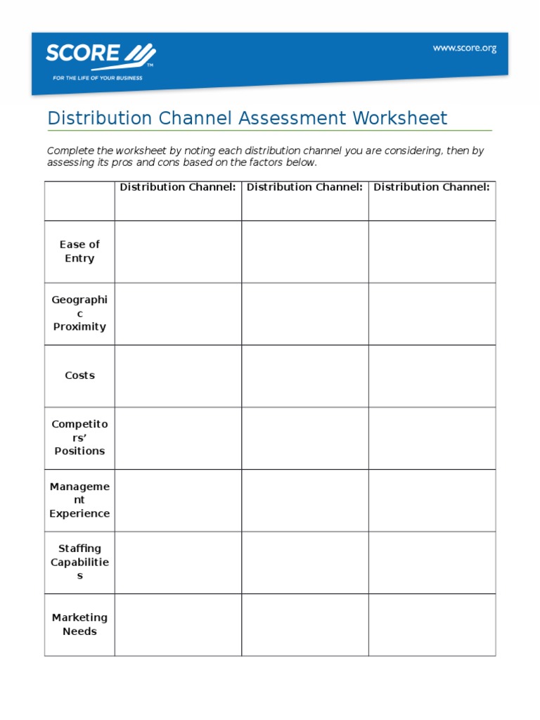 Distribution Channel Assessment Worksheet | PDF