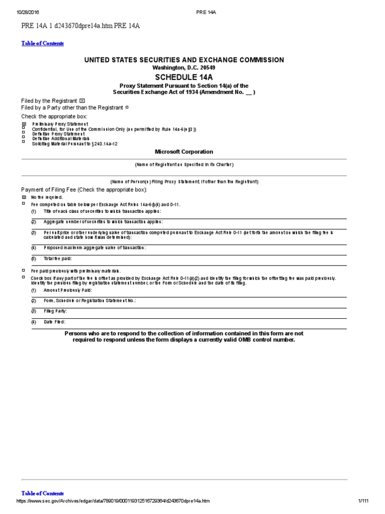 Schedule 14A: PRE 14A 1 D243670dpre14a.htm PRE 14A | PDF