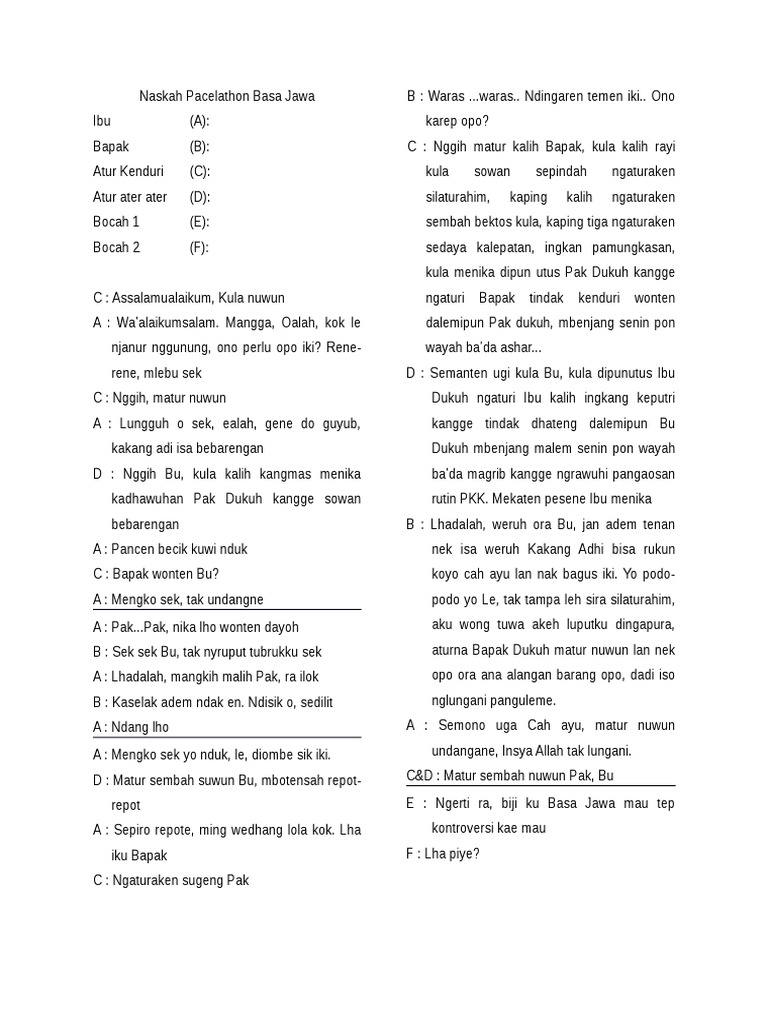 Naskah Pacelathon Basa Jawa | PDF | Seni | Puisi