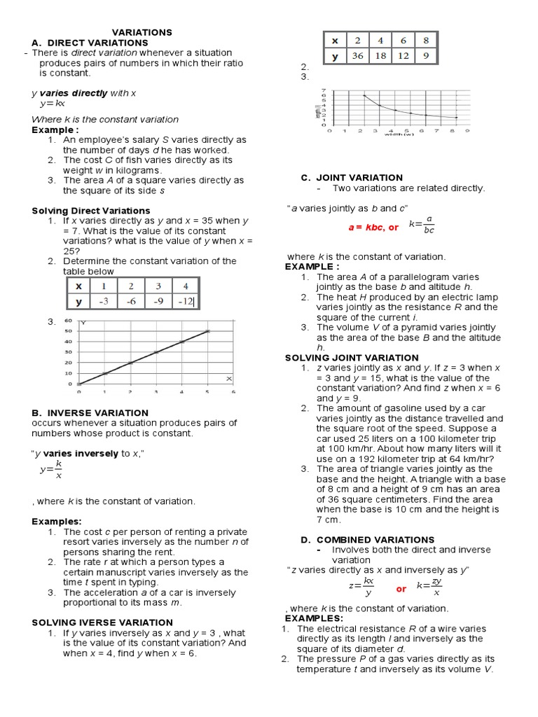 Variations | PDF | Area | Mass