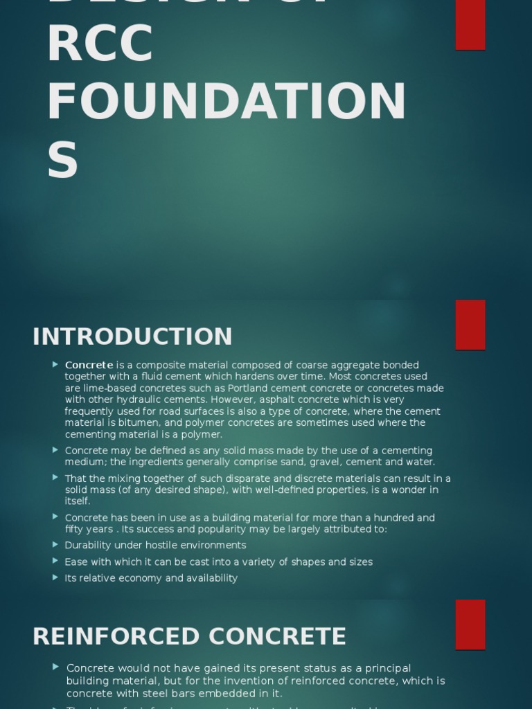 RCC Foundation Design Overview | PDF | Foundation (Engineering) | Concrete