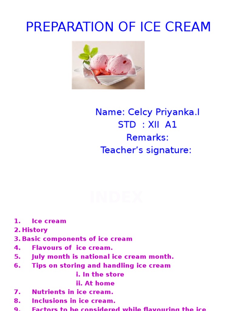 Preparation of Ice Cream | PDF | Ice Cream | Cuisine