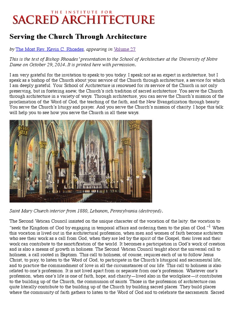 Serving The Church Through Architecture | PDF | Sacred | Catholic Church