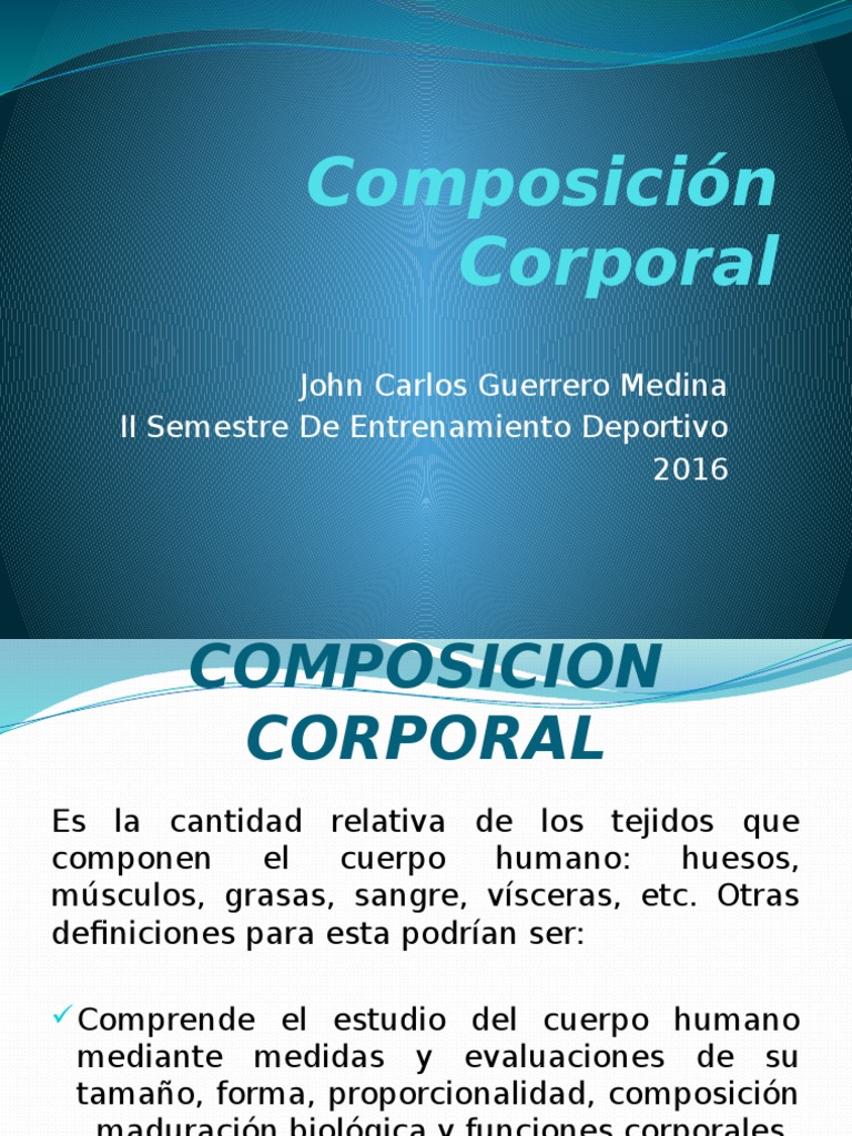 Peso Corporal, Composición Corporal | PDF | Índice de masa corporal | Tejido adiposo