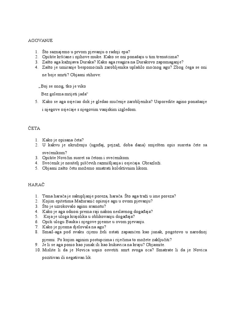 SMRT Smail-Age Čengića - Pitanja | PDF