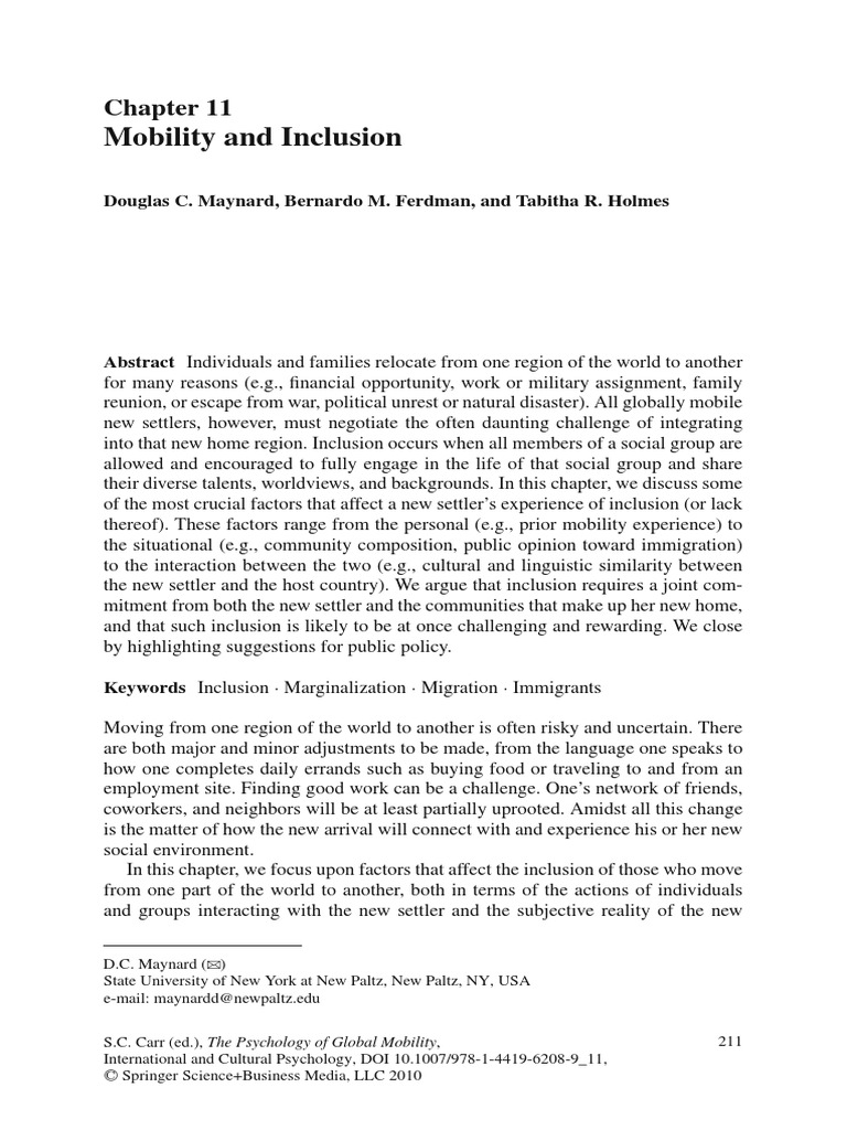 Mobility and Inclusion: Douglas C. Maynard, Bernardo M. Ferdman, and ...