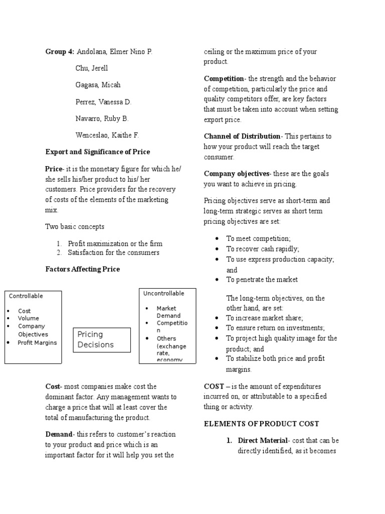 Controllable Cost Company Objectives Profit Margins Uncontrollable ...