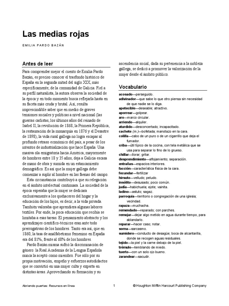 Las Medias Rojas Analisis | PDF | Mujer | España