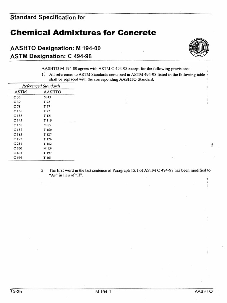 Aashto M-194-00 | PDF