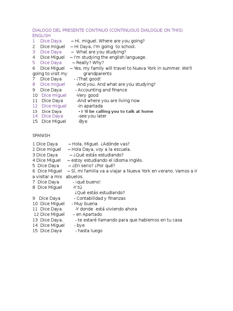 Dialogo Del Presente Continuo