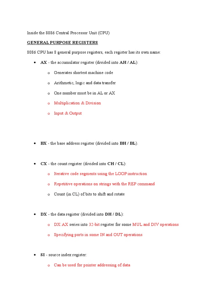Registers in Microprocessor | PDF | Instruction Set | Central Processing Unit