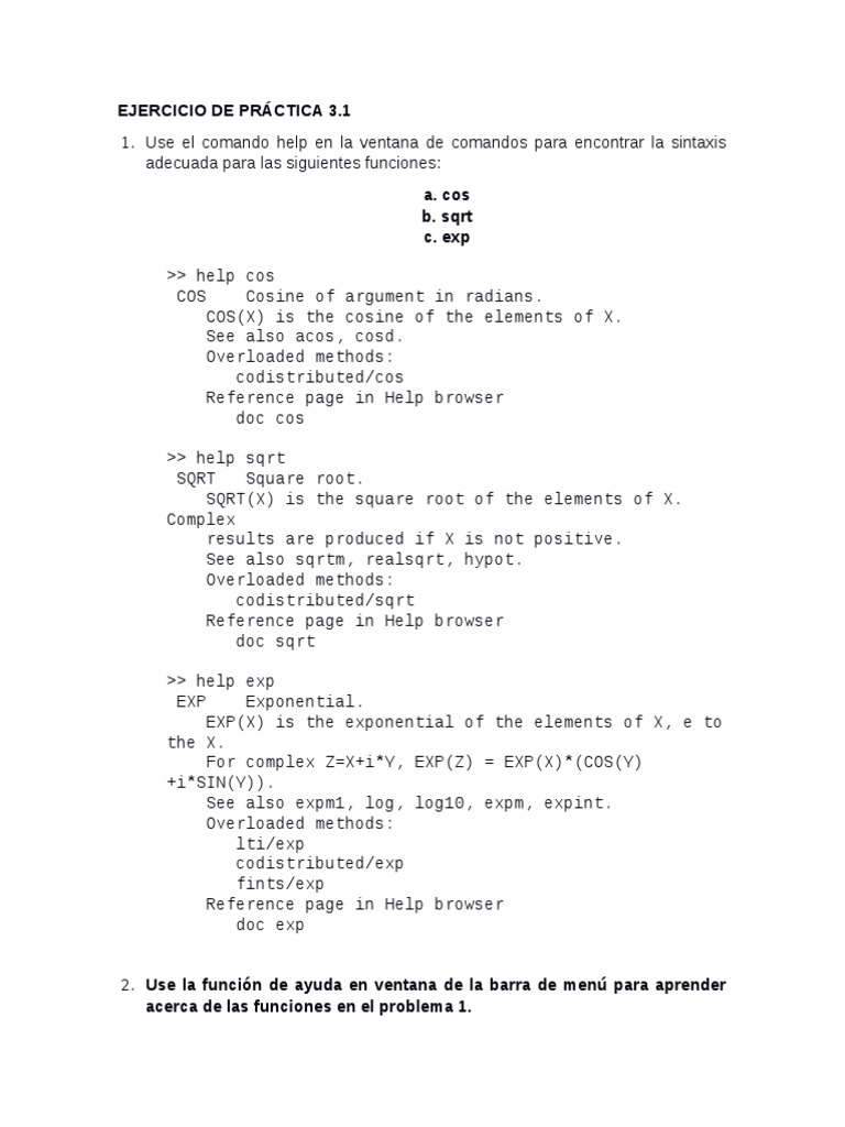 Ejercicios Prácticos de MATLAB | PDF | Matriz (Matemáticas ...