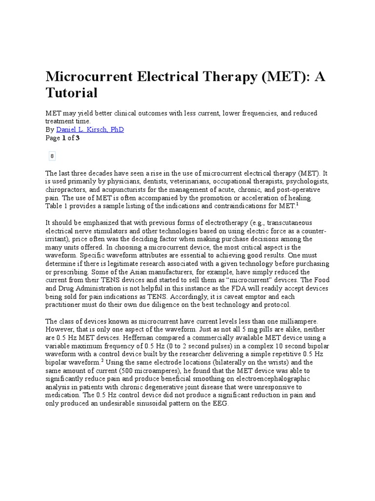 Microcurrent Electrical Therapy | PDF | Comorbidity | Pain