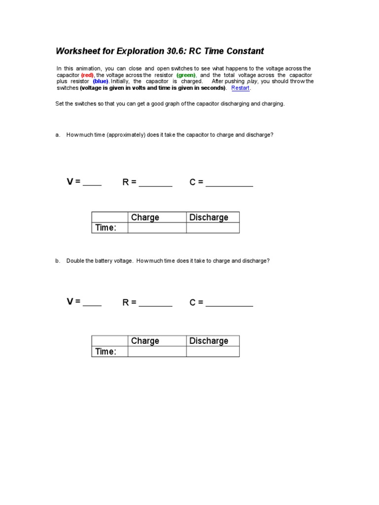 Ex30 06 Worksheet | PDF | Capacitor | Voltage