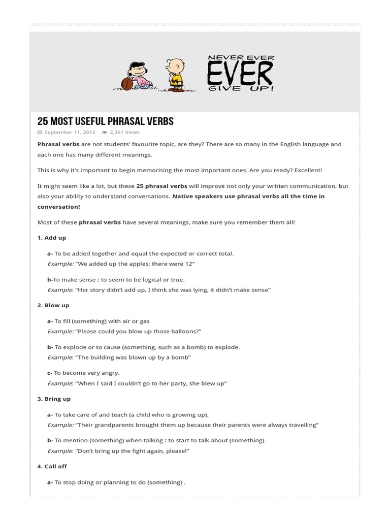 25 Essential Phrasal Verbs Explained | PDF | English Language