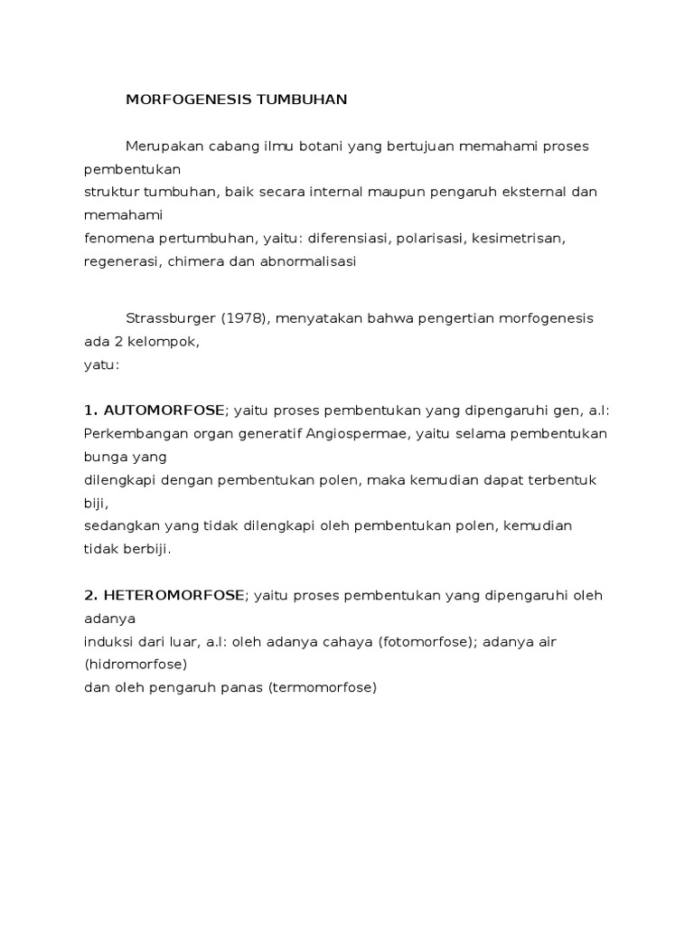 Morfogenesis Tumbuhan: Pengertian dan Proses | PDF | Ilmu Sosial ...